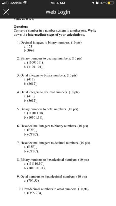 Solved Questions Convert a number in a number system to | Chegg.com