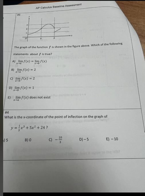 Solved AP Calculus Baseline AssessmentThe graph of the | Chegg.com