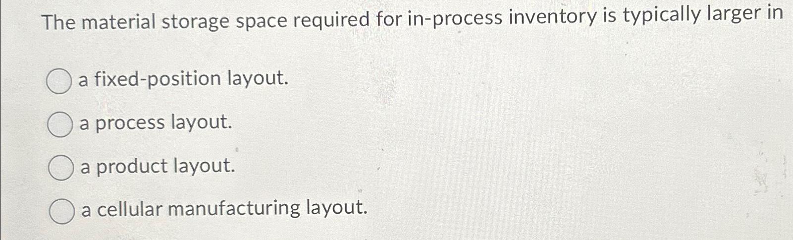 Solved The material storage space required for in-process | Chegg.com