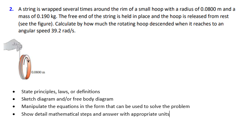 Solved A string is wrapped several times around the rim of a | Chegg.com