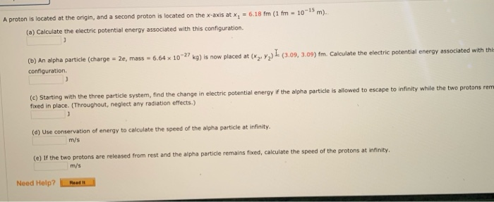 Solved A proton is located at the origin, and a second | Chegg.com