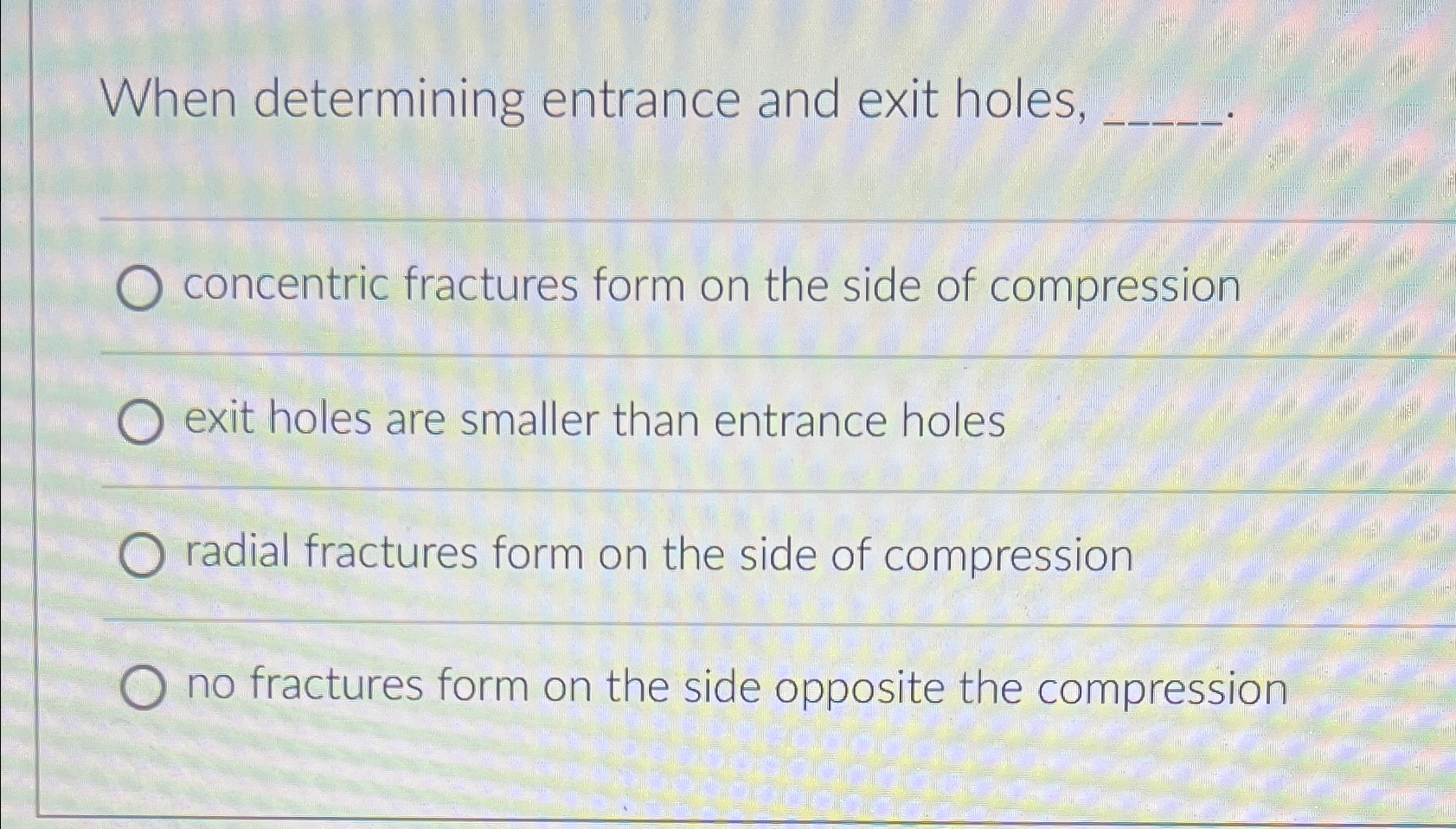 Solved When determining entrance and exit holes,concentric | Chegg.com
