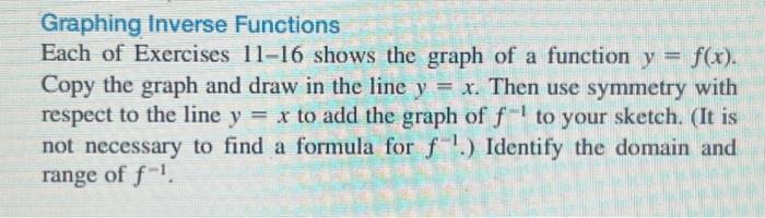 Solved Graphing Inverse Functions Each of Exercises 11-16 | Chegg.com