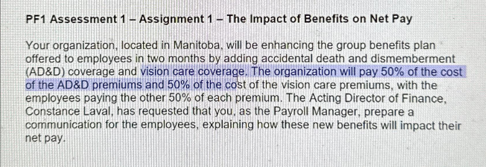 Solved PF1 ﻿Assessment 1 - ﻿Assignment 1 - ﻿The Impact of | Chegg.com