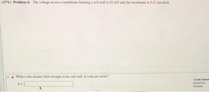 Solved (17\%) Problem 4: The voltage across a membrane | Chegg.com