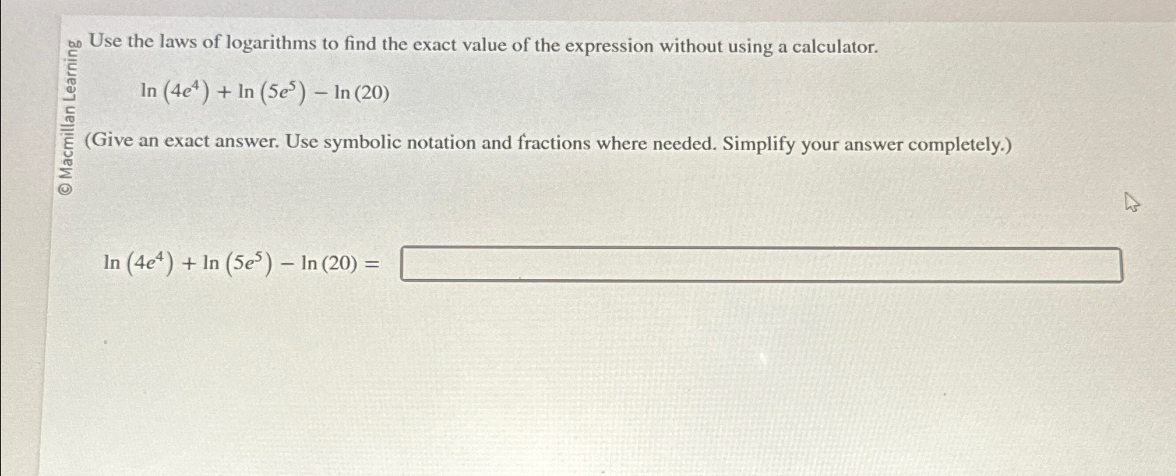 Solved Do Use the laws of logarithms to find the exact value | Chegg.com