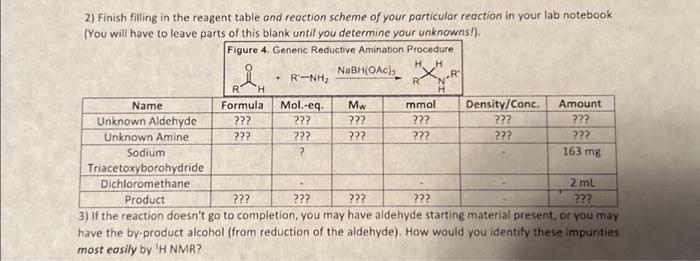 2 Finish Filling In The Reagent Table And Reaction