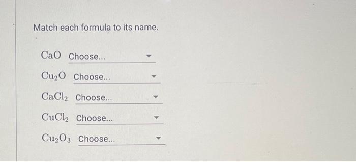 Solved Match each formula to its name. | Chegg.com