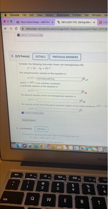 Solved Consider the followiog 2nd-trder linear non | Chegg.com
