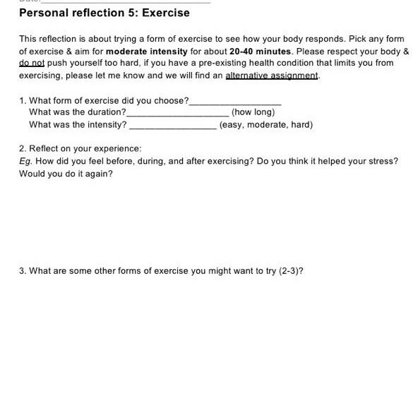 Solved Personal reflection 5: Exercise This reflection is | Chegg.com