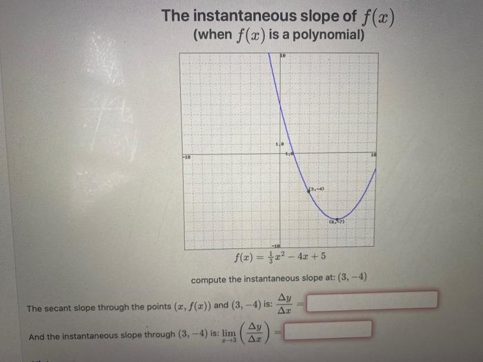 Solved The instantaneous slope of f(x) (when f(x) is a | Chegg.com