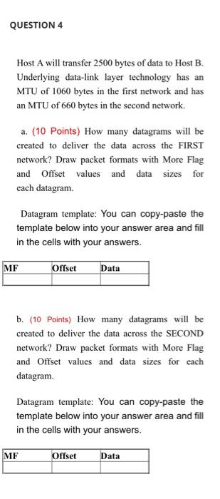 Solved Host A Will Transfer 2500 Bytes Of Data To Host B 