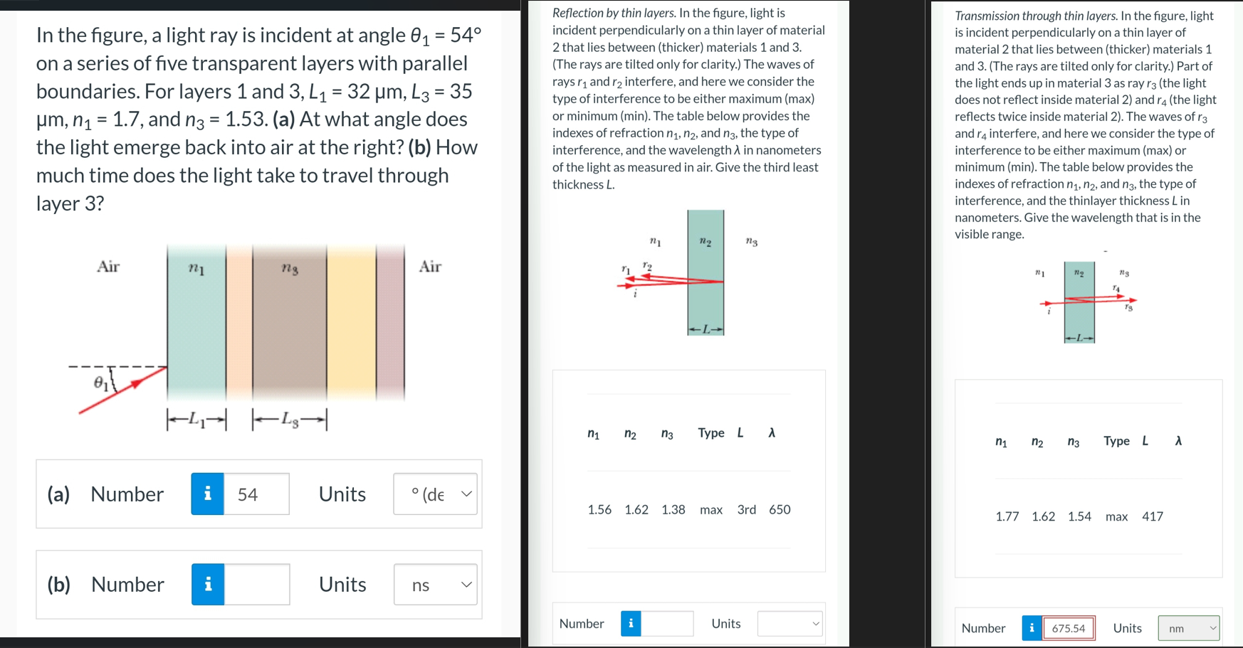Solved Reflection by thin layers. In the figure, light | Chegg.com