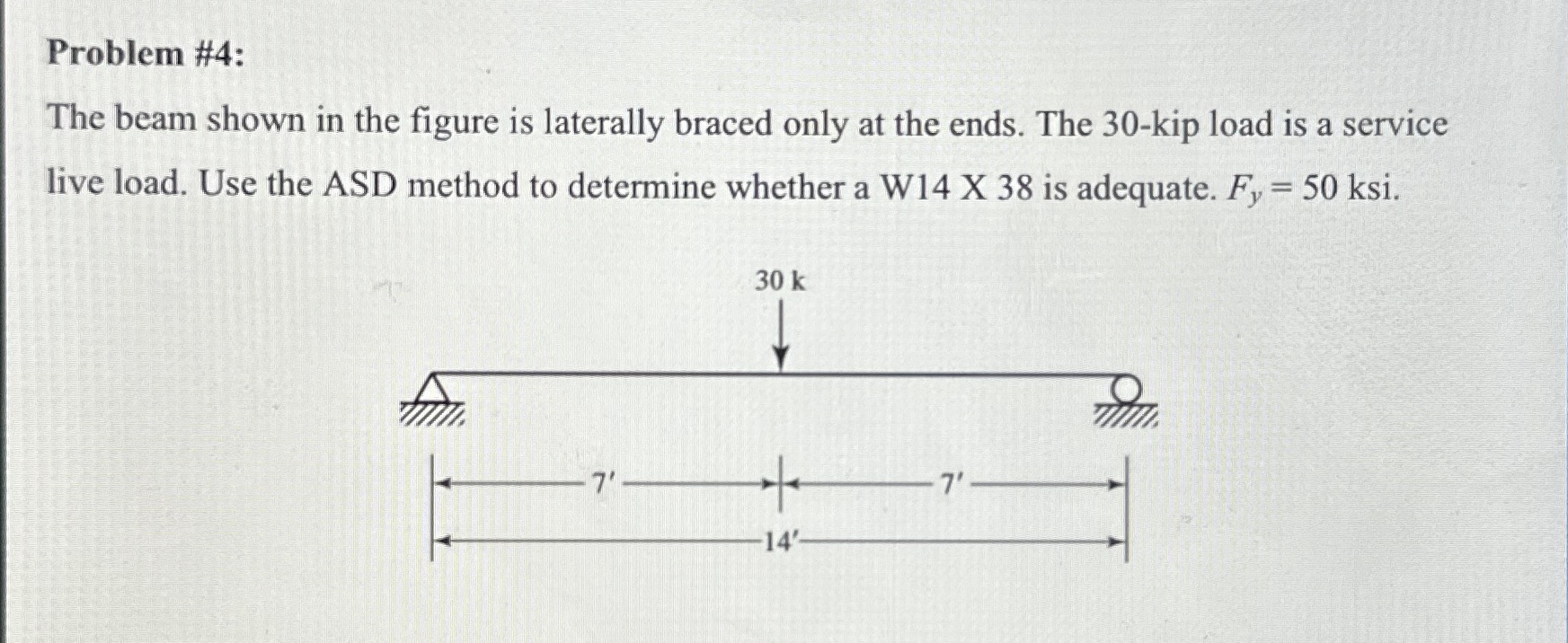 Solved Problem #4:The beam shown in the figure is laterally | Chegg.com