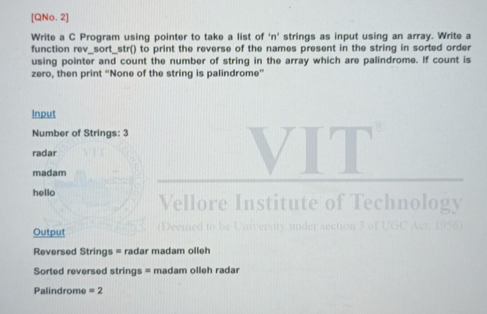 Solved [QNo. 2] Write a C Program using pointer to take a | Chegg.com