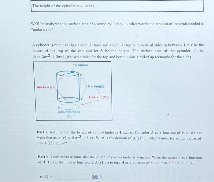 Solved We'll be analyzing the surface area of a round | Chegg.com