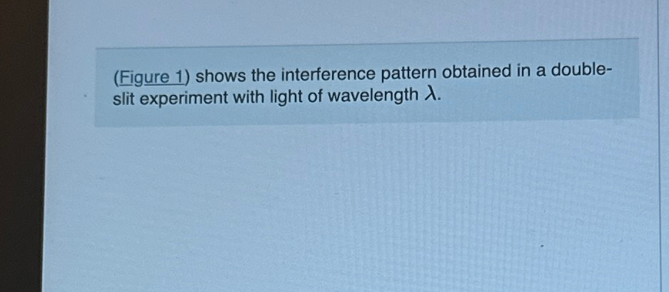 Solved (Figure 1) ﻿shows the interference pattern obtained | Chegg.com