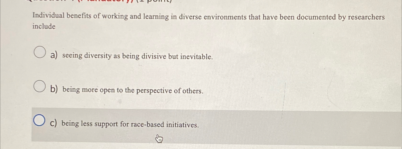Solved Individual benefits of working and learning in | Chegg.com