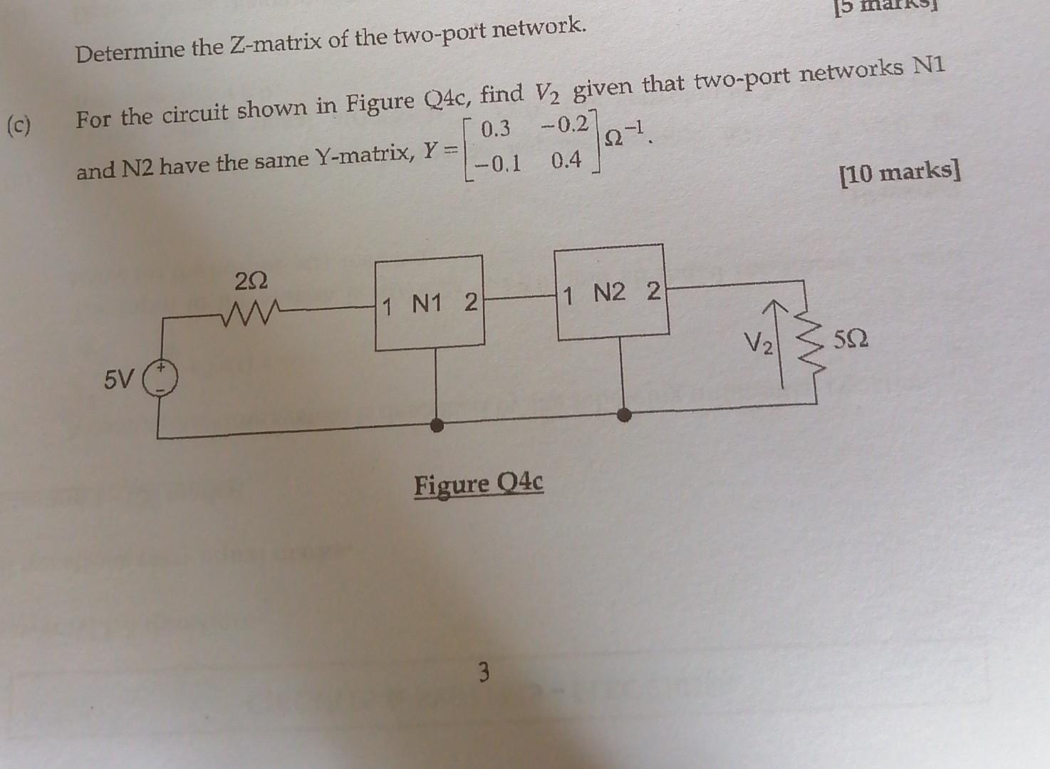 Solved Determine the Z-matrix of the two-port network. c) | Chegg.com