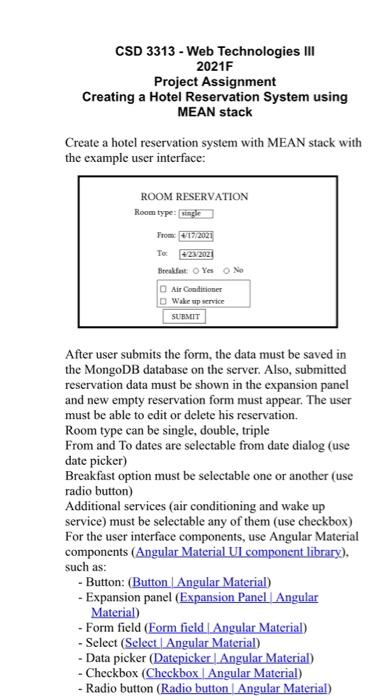 Solved CSD 3313 - Web Technologies III 2021F Project | Chegg.com