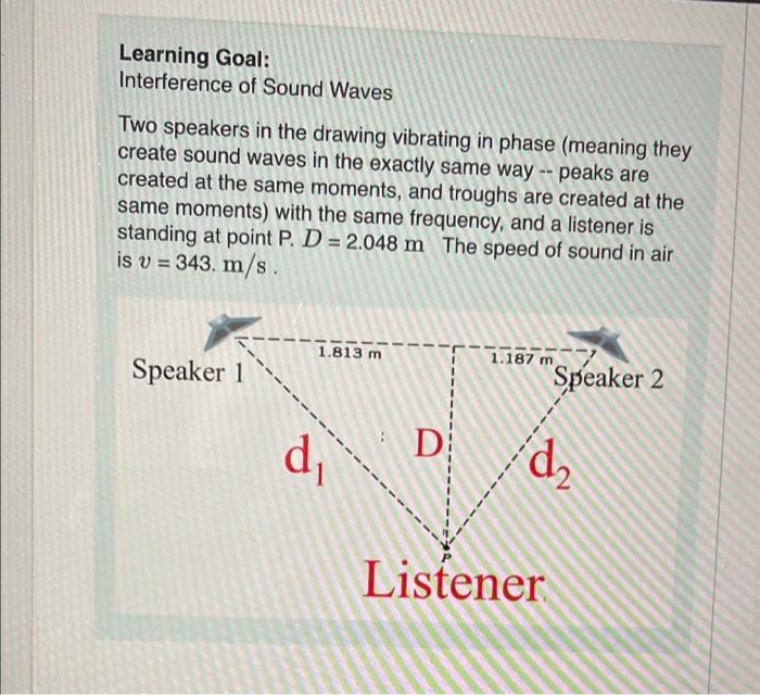 Solved Learning Goal: Interference of Sound Waves Two | Chegg.com