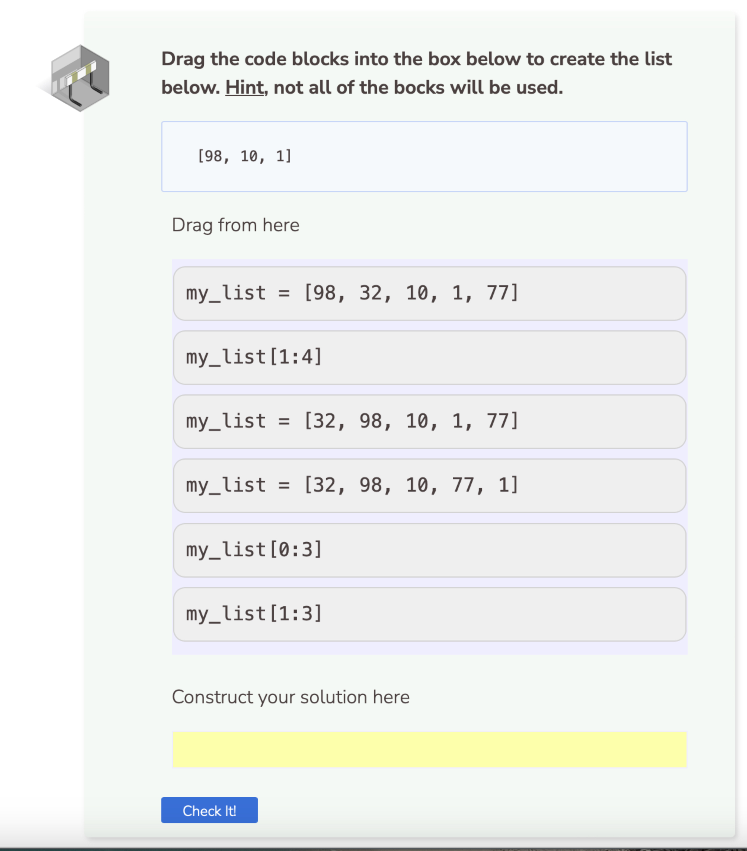 Solved Drag the code blocks into the box below to create the | Chegg.com