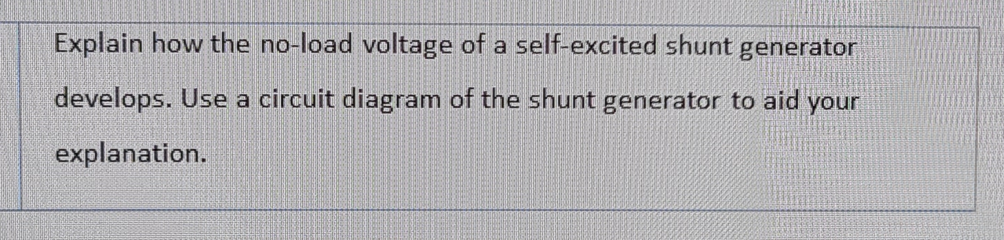 Solved Explain how the no-load voltage of a self-excited | Chegg.com