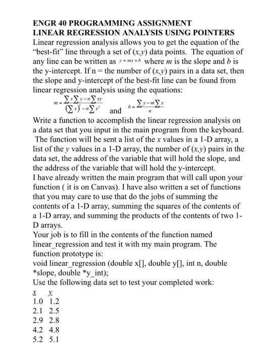 Solved Engr 40 Programming Assignment Linear Regression 8254