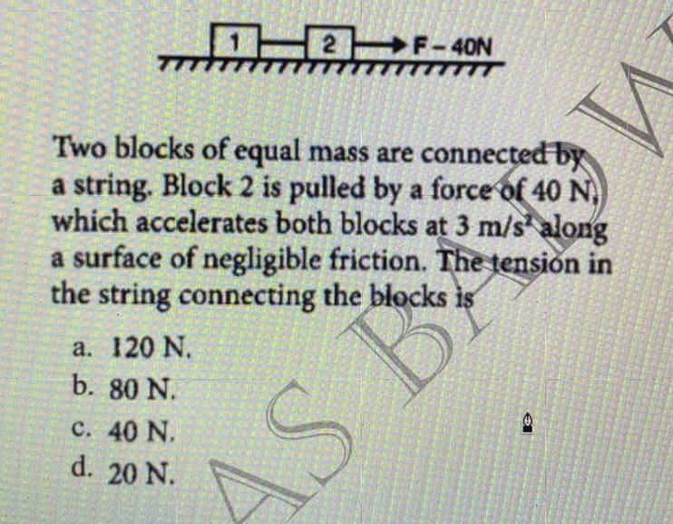 Solved Two blocks of equal mass are connected by a string. | Chegg.com