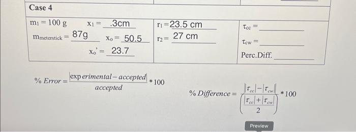 % Error = accepted experimental − accepted ∣∗100% | Chegg.com