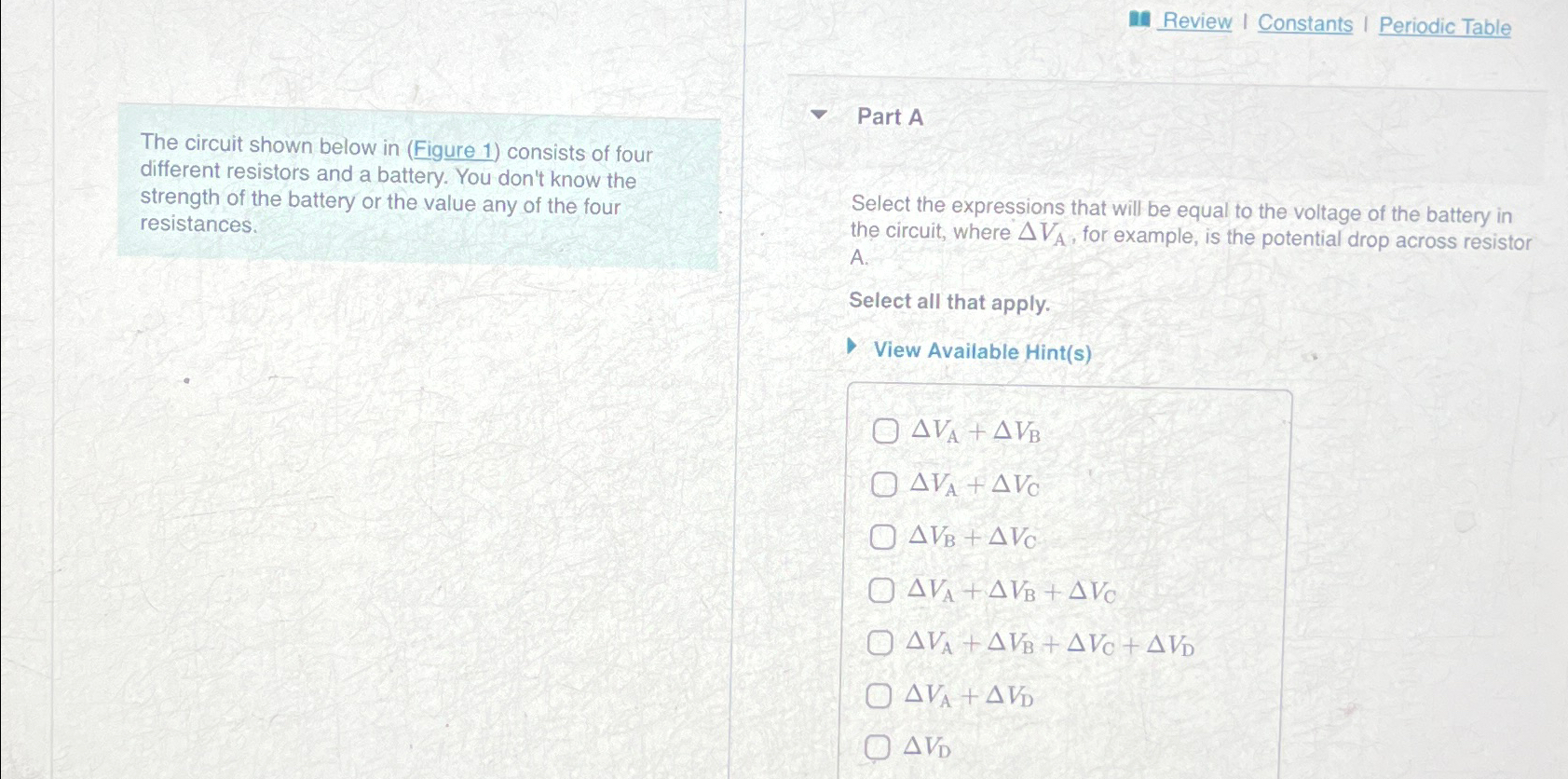 Solved Review I Constants I Periodic TableThe circuit shown | Chegg.com