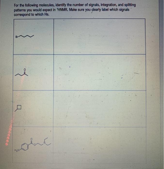 Solved For the following molecules, identify the number of | Chegg.com