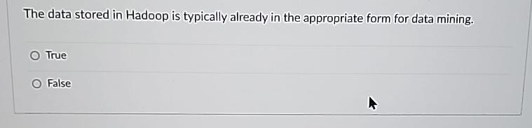Solved The data stored in Hadoop is typically already in the | Chegg.com