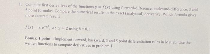 Solved Compute first derivatives of the functions y=f(x) | Chegg.com