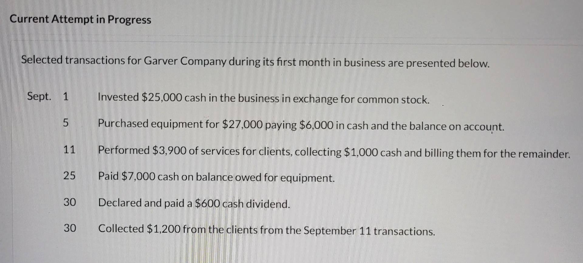 Solved Current Attempt in Progress Selected transactions for | Chegg.com