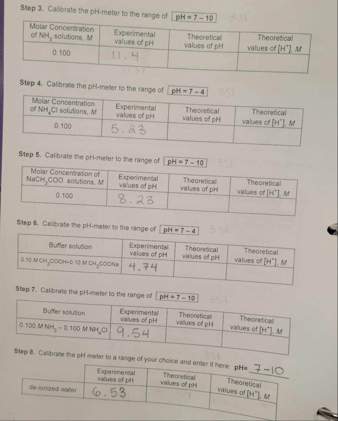 Solved Step 3. Calibrate the pH-meter to the range of pH = 7 | Chegg.com