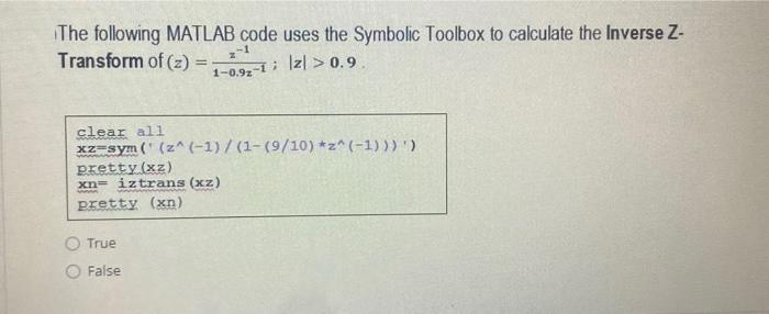 Solved The following MATLAB code uses the Symbolic Toolbox | Chegg.com
