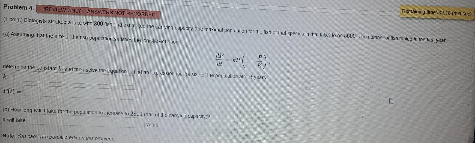 Solved Problem 4. PREVIEW ONLY - ANSWERS NOT RECORDED | Chegg.com