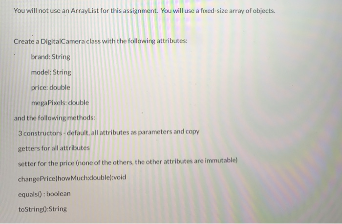 Solved You Will Not Use An Arraylist For This Assignment 