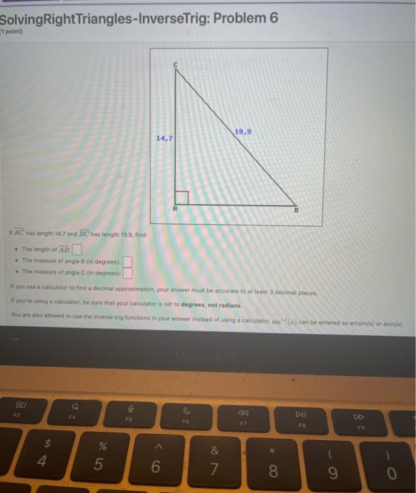 Solved SolvingRightTriangles-InverseTrig: Problem 1 (1 | Chegg.com