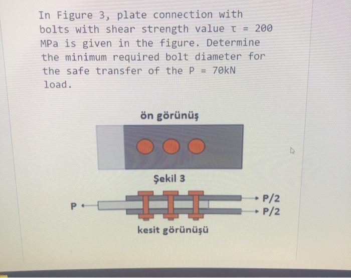 Solved In Figure 3, plate connection with bolts with shear | Chegg.com