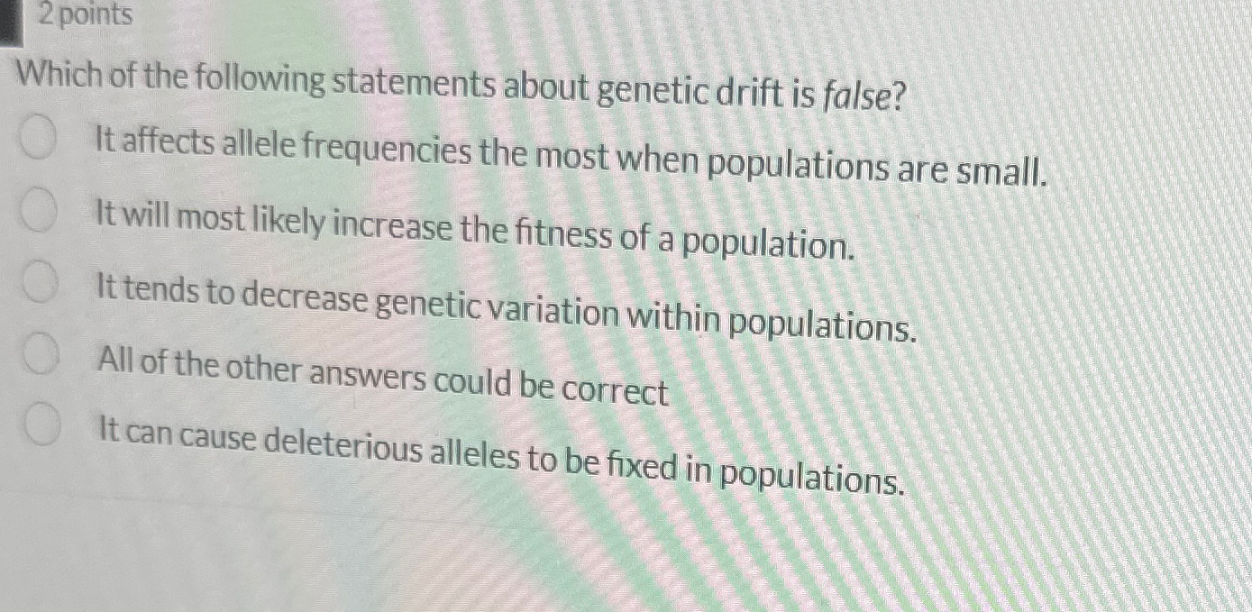 Solved 2 ﻿pointsWhich of the following statements about | Chegg.com