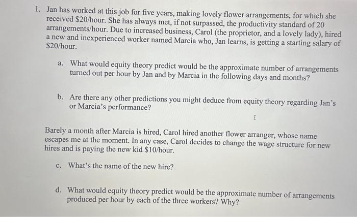 Solved 1. Jan has worked at this job for five years, making | Chegg.com