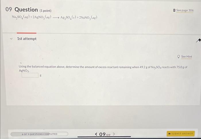 Solved Na2SO4(aq)+2AgNO3(aq) Ag2SO4(s)+2NaNO3(aq) 1st | Chegg.com