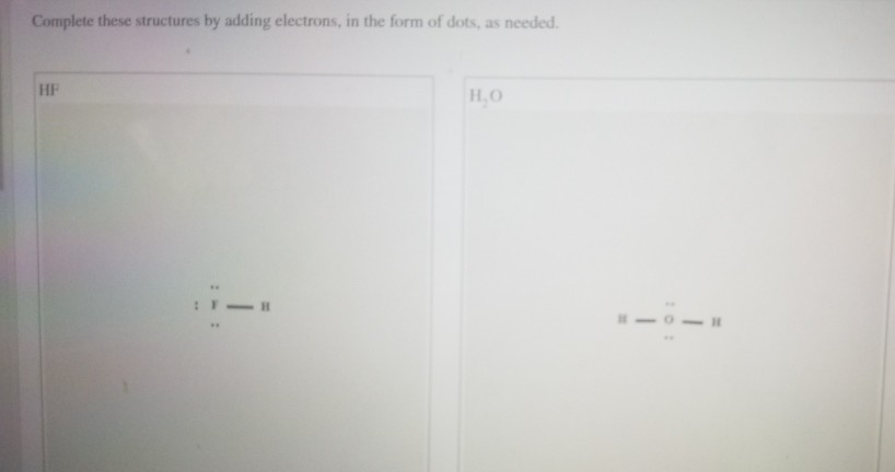 Solved Complete these structures by adding electrons, in the | Chegg.com
