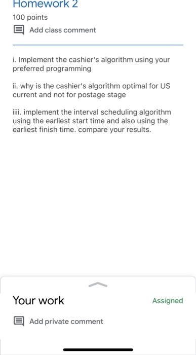 Solved Homework 2 100 points Add class comment i. Implement | Chegg.com