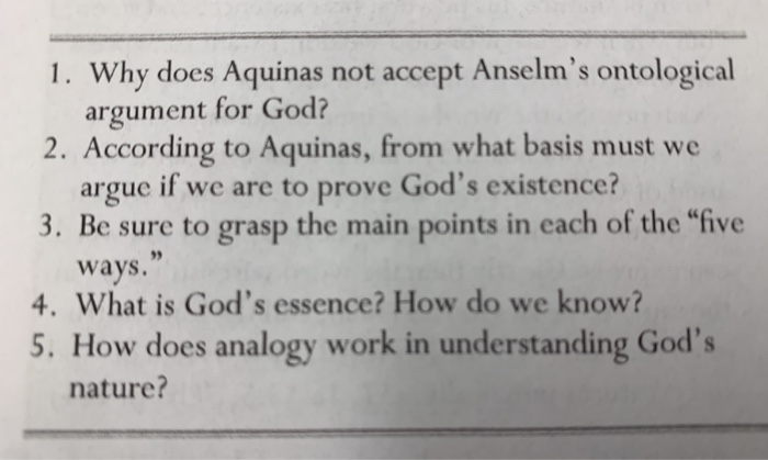1. Why does Aquinas not accept Anselm's ontological | Chegg.com