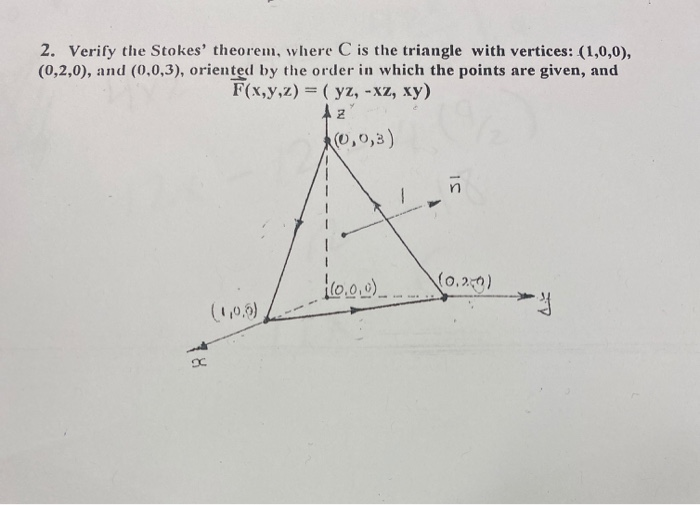 Solved 2. Verify the Stokes' theorem, where is the triangle | Chegg.com