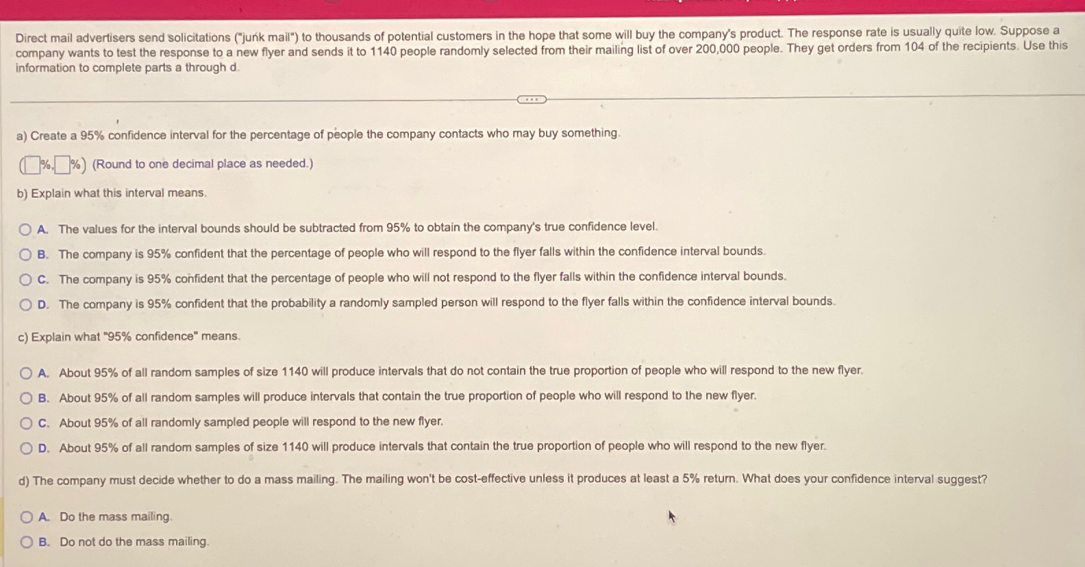 Solved Direct mail advertisers send solicitations ("juńk | Chegg.com