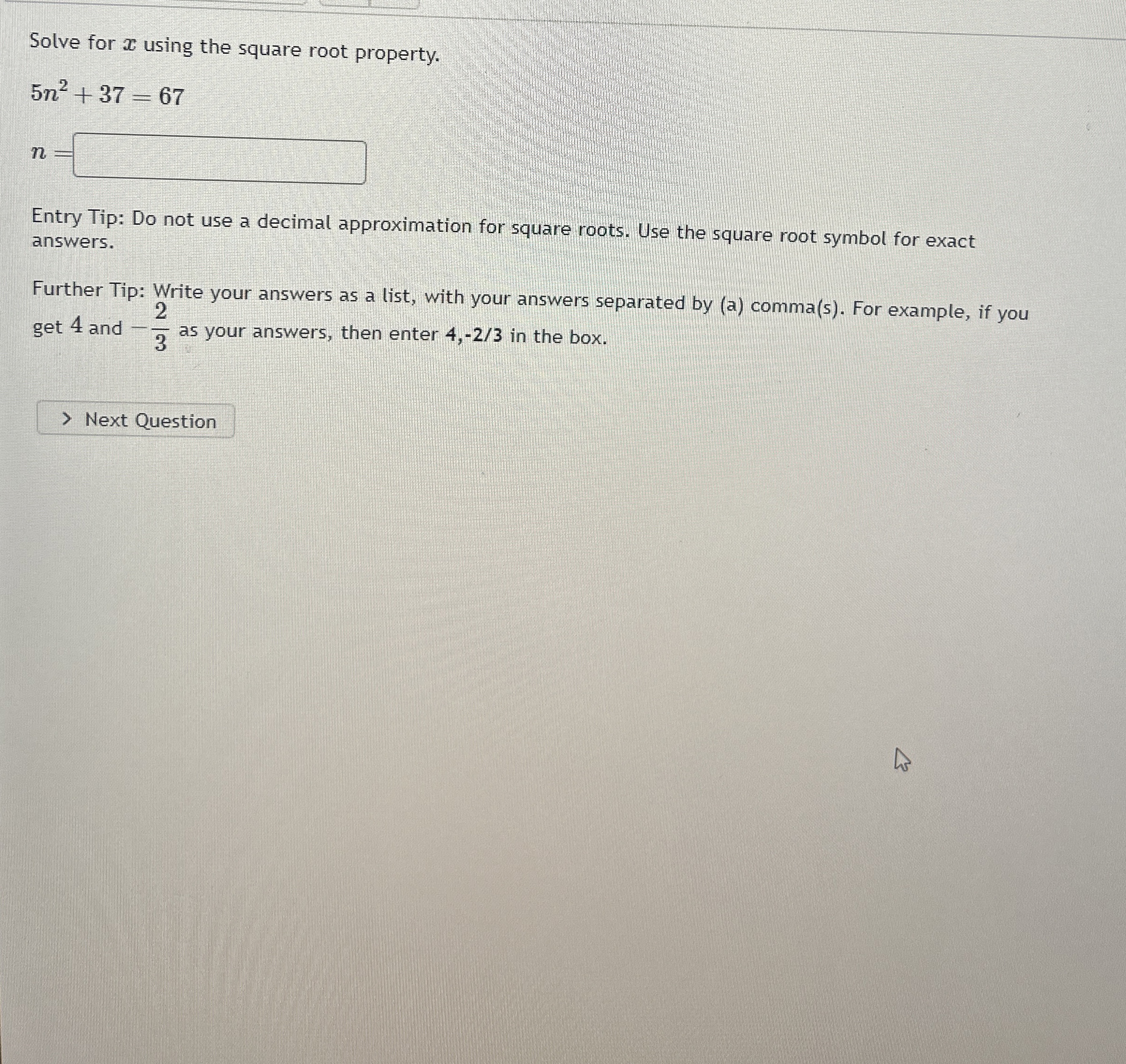 Solved Solve for x ﻿using the square root | Chegg.com